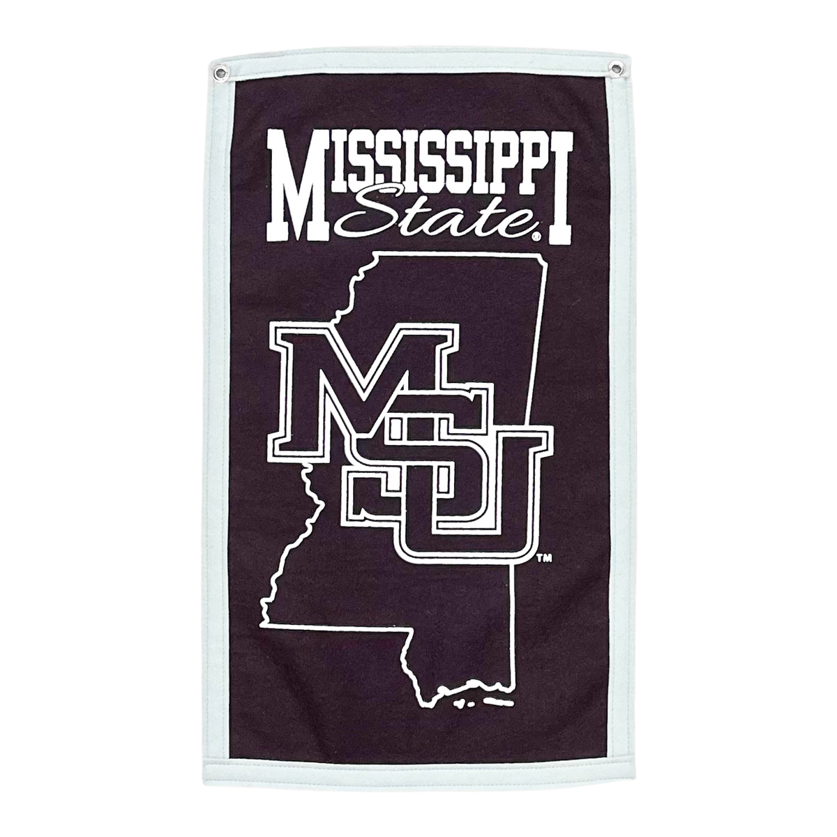 90's MSU State Outline 14 x 24" Banner – Maroon & Co