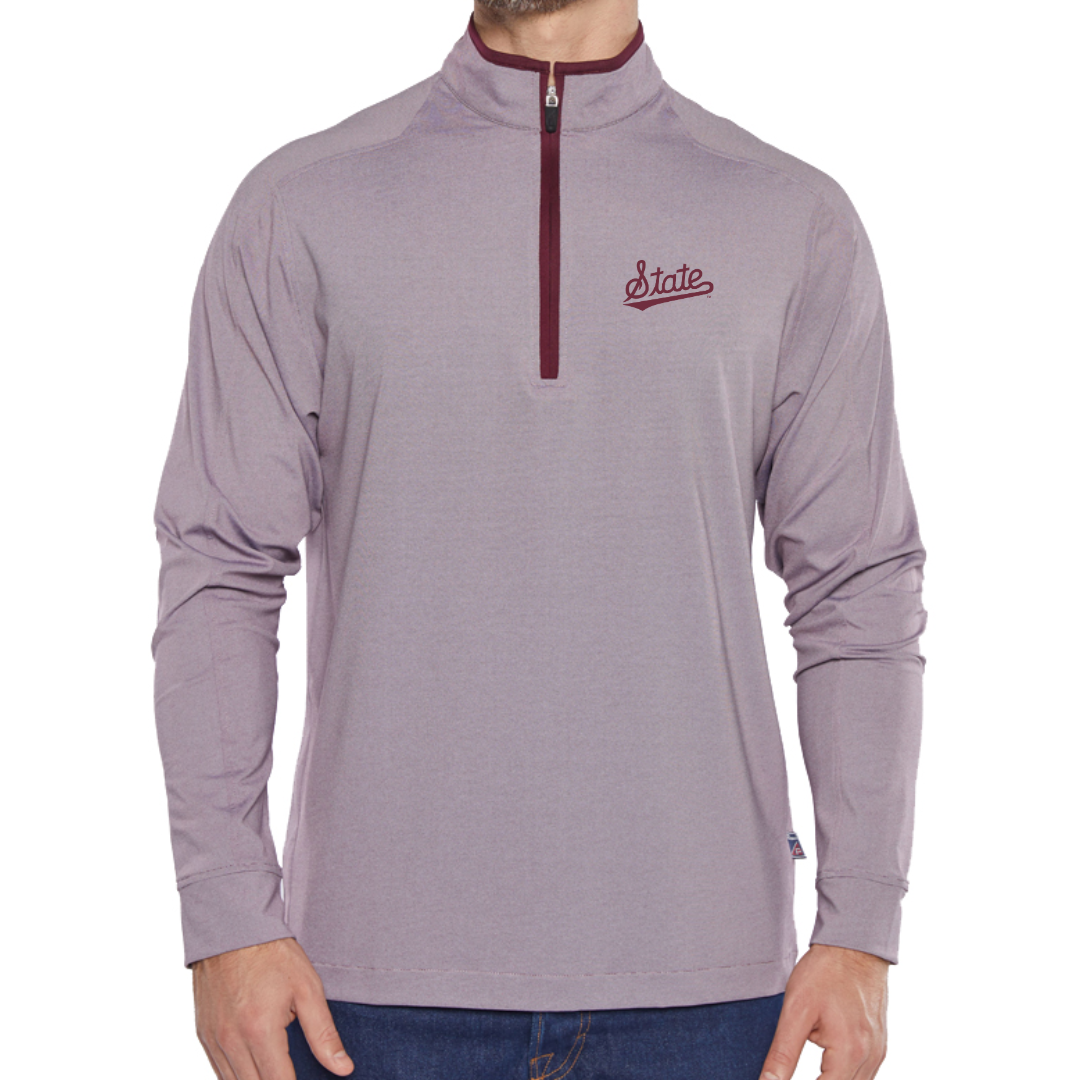 State Script Micro Mini 1/4 Zip – Maroon – Maroon & Co