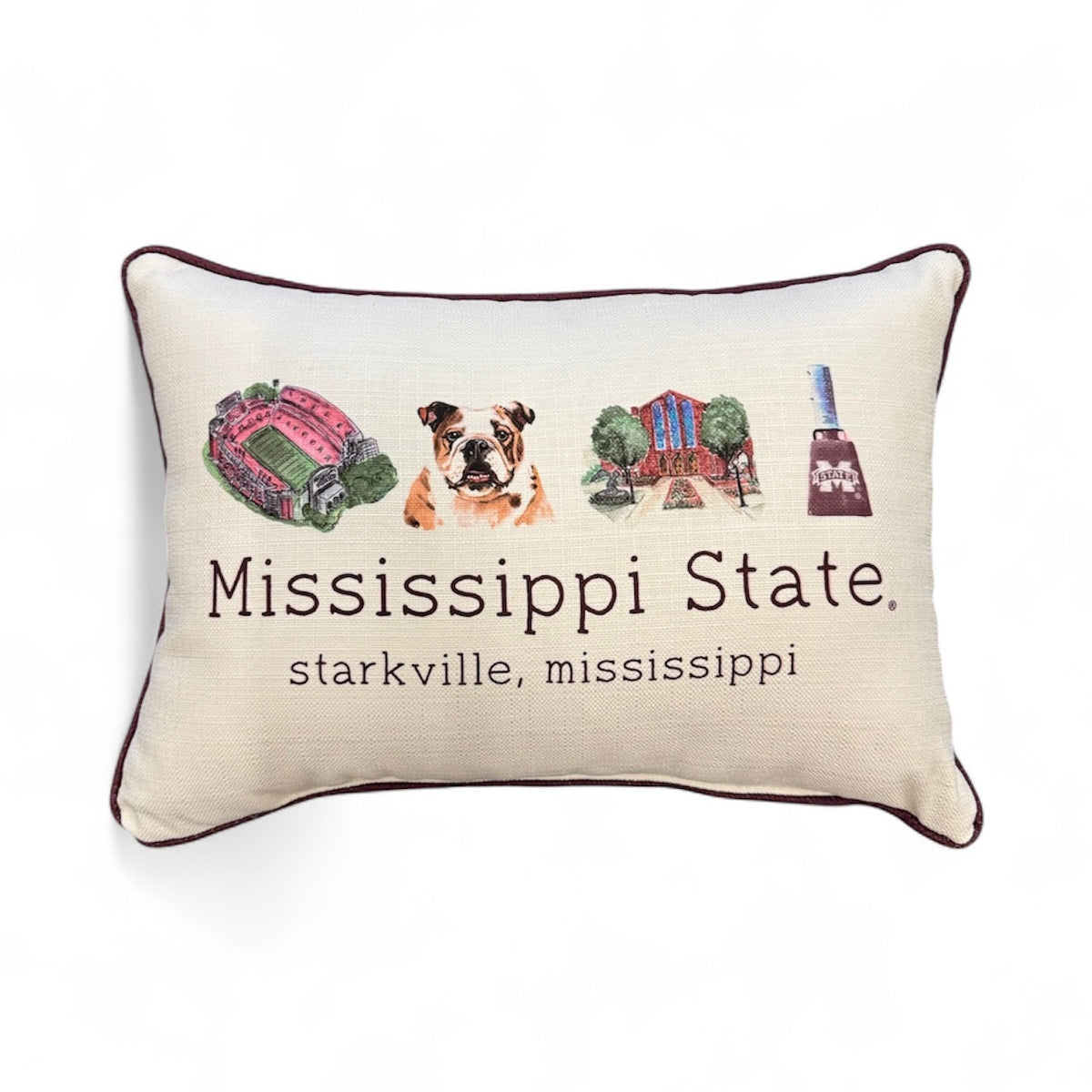 MSU Watercolor Icon Pillow – Maroon & Co